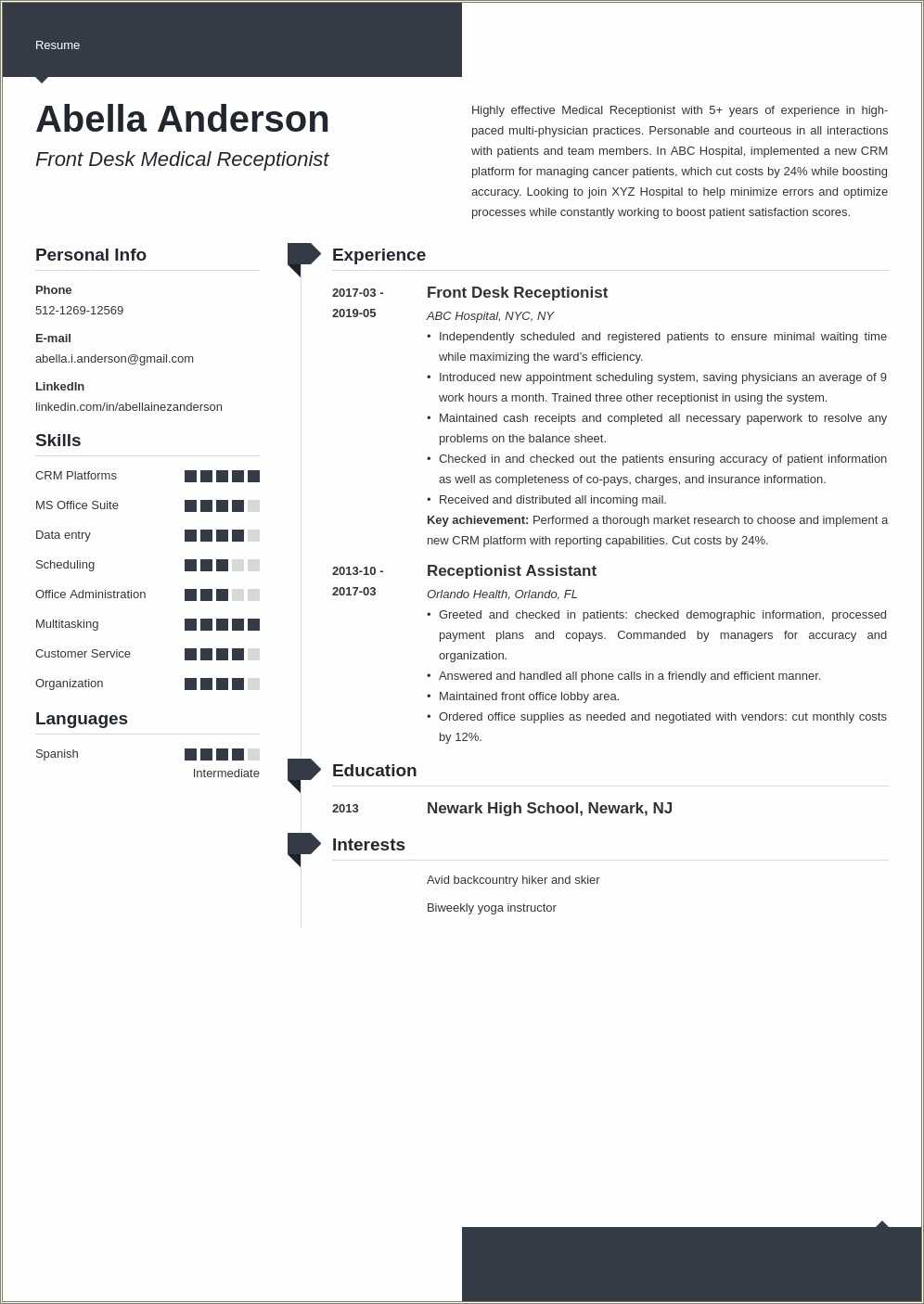 Medical Front Office Resume Example Resume Example Gallery