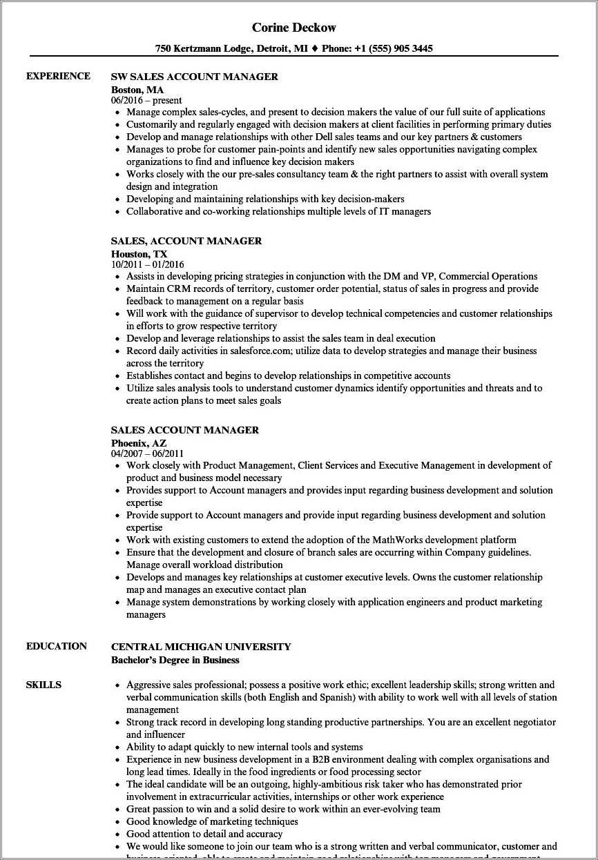 National Account Manager Cpg Resume Resume Example Gallery