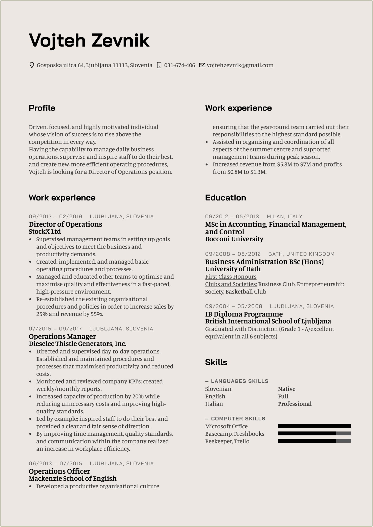 Key Skills In Resume For Operations Resume Example Gallery