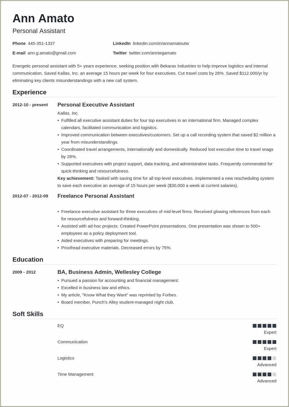 Personal Skills Sample In Resume Resume Example Gallery