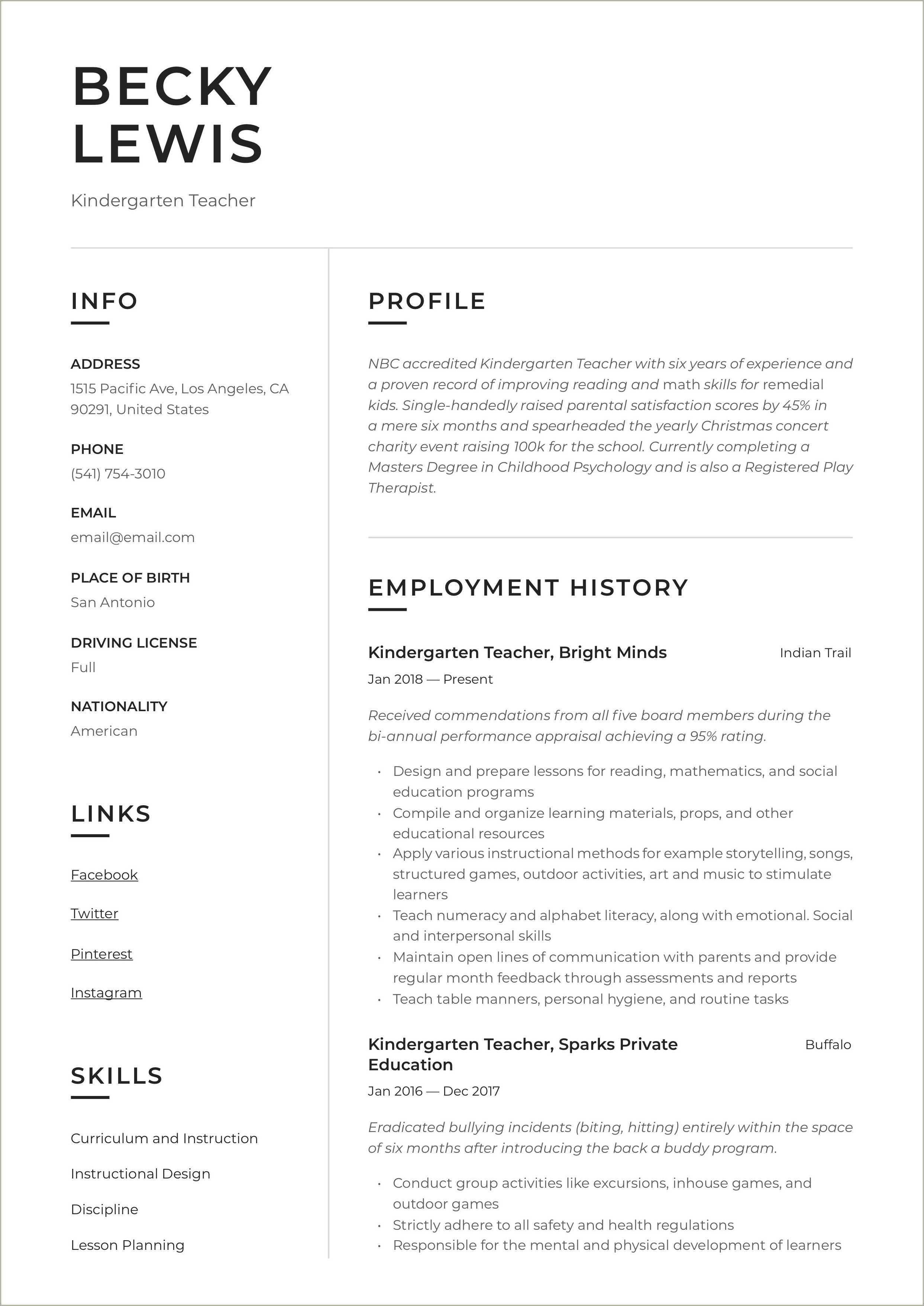 Kindergarten Teacher Resume Sample No Experience Resume Example Gallery kindergarten-teacher-resume-sample-no-experience-resume-example-gallery