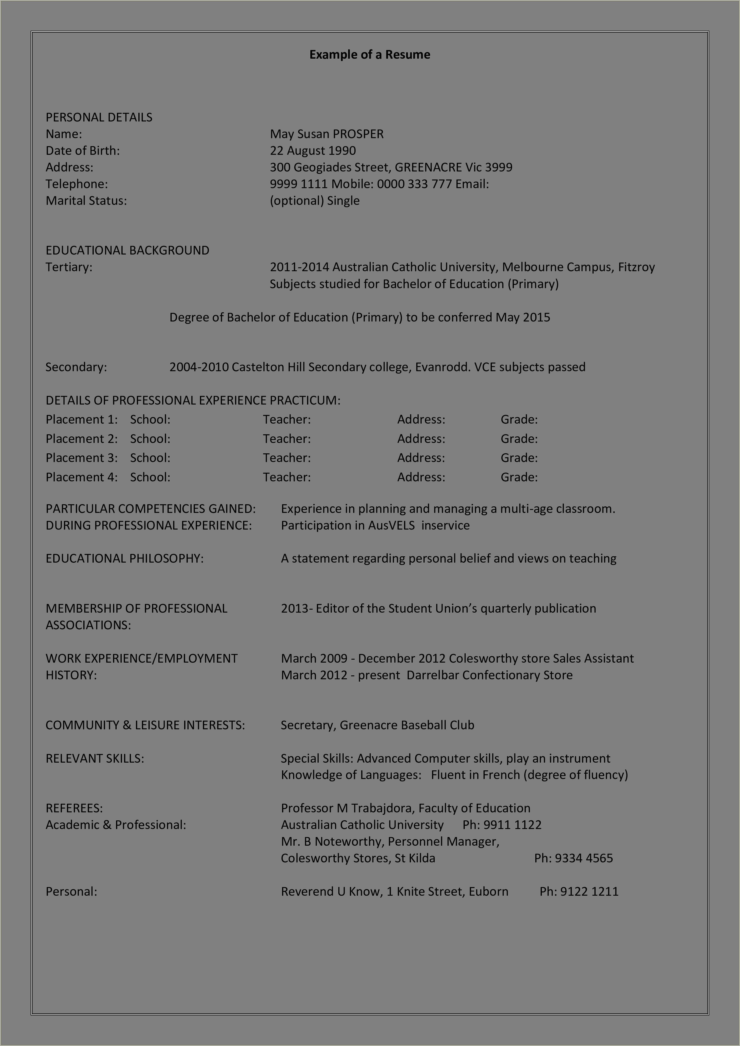 Primary Skills In Resume Examples Resume Example Gallery