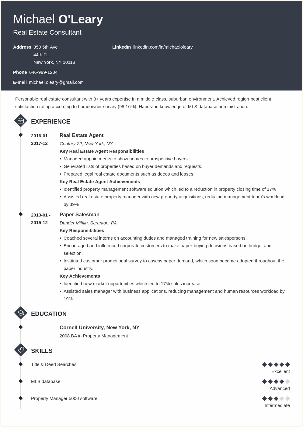 Real Estate Resume Sample Pdf Resume Example Gallery