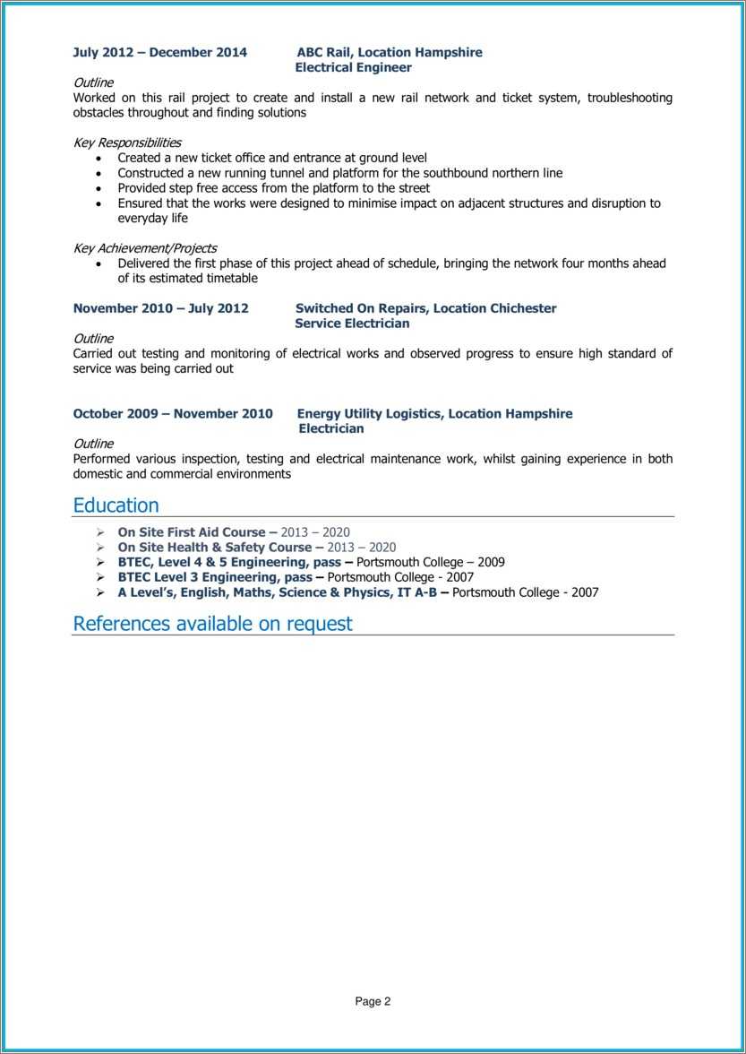 Electrical Engineer Resume For Graduate