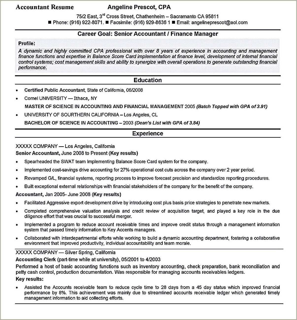 Career Objective Examples For Accounting Assistant