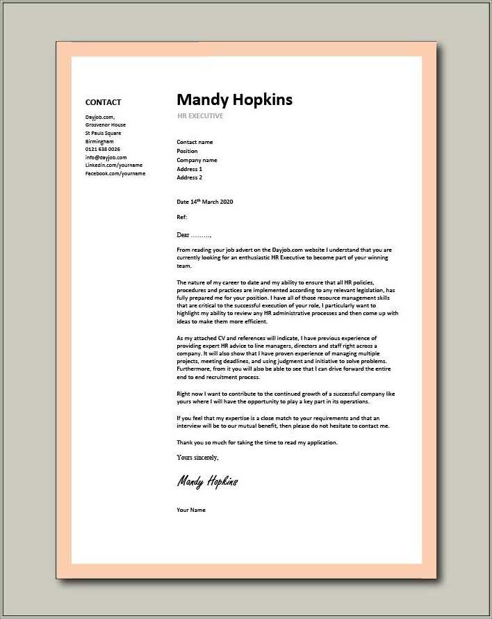 Resume Cover Letter Example Exectuive Position Resume Example Gallery