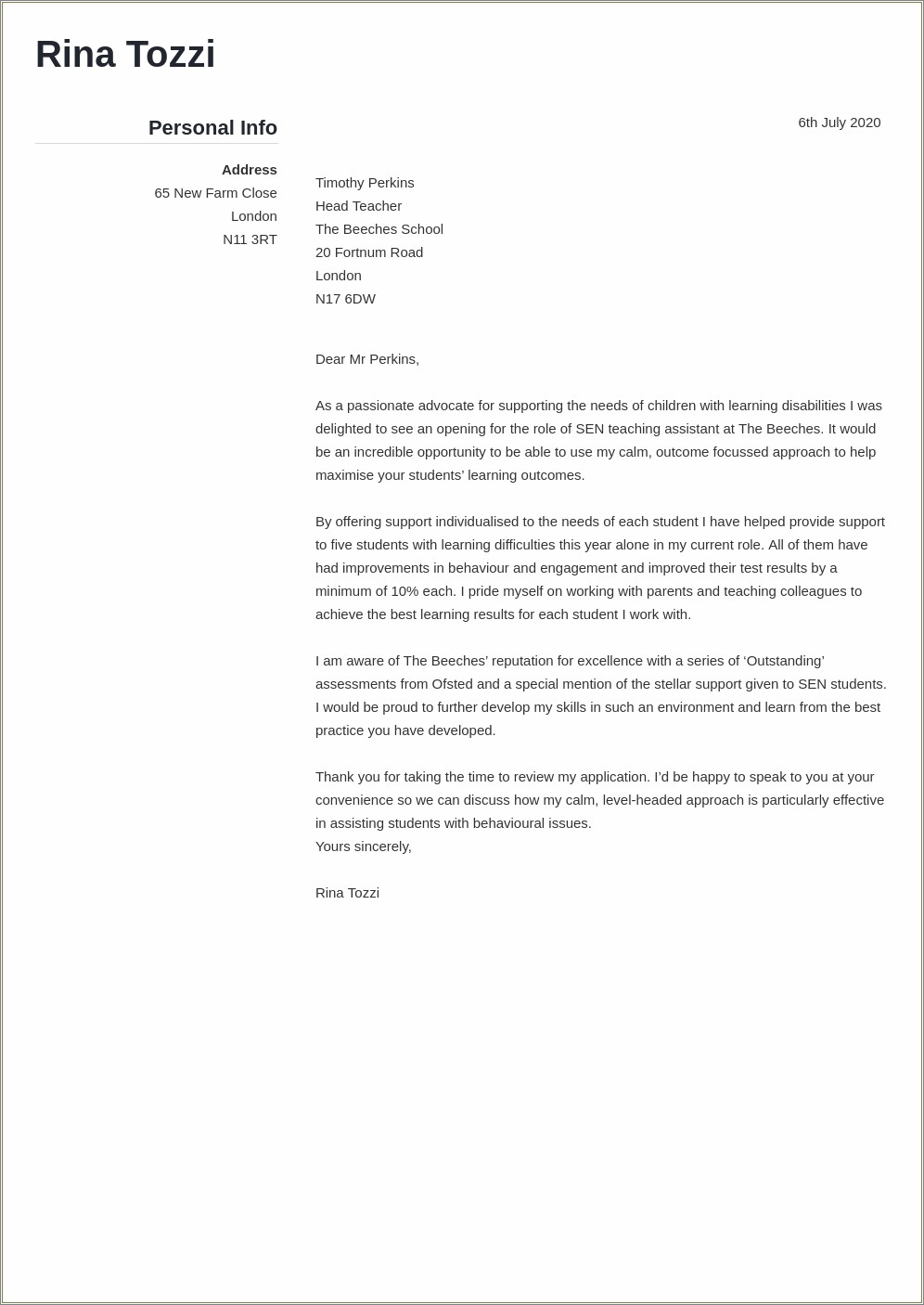 Resume Cover Letter Sample Educational Assistant - Resume Example Gallery