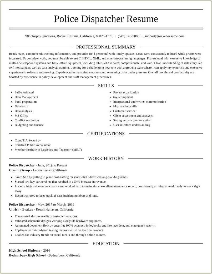 Resume Examples For 911 Dispatcher Resume Example Gallery resume-examples-for-911-dispatcher-resume-example-gallery