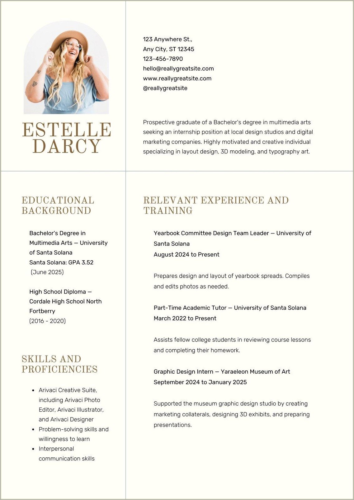 Resume Examples For Art Internship Resume Example Gallery
