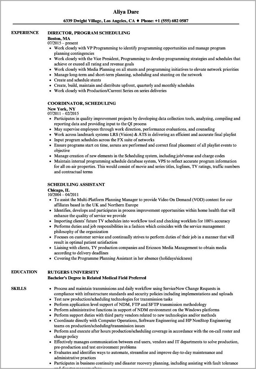Resume Examples For Patient Scheduling Resume Example Gallery resume-examples-for-patient-scheduling-resume-example-gallery