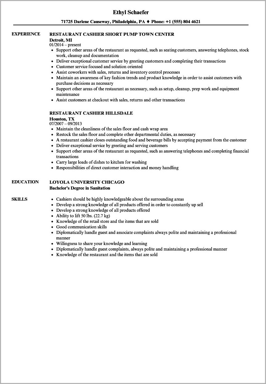 Resume Examples For Restaurant Cashier Resume Example Gallery resume-examples-for-restaurant-cashier-resume-example-gallery