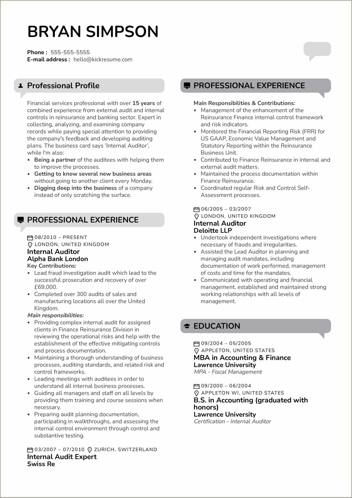 Resume For Internal Management Position Resume Example Gallery