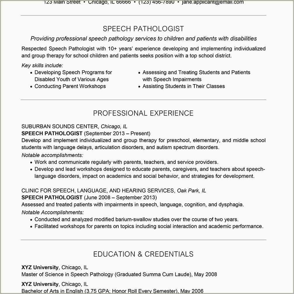 Speech Language Pathology Resume Objective Examples - Resume Example ... Speech Language Pathology Resume Objective Examples - Resume Example ...