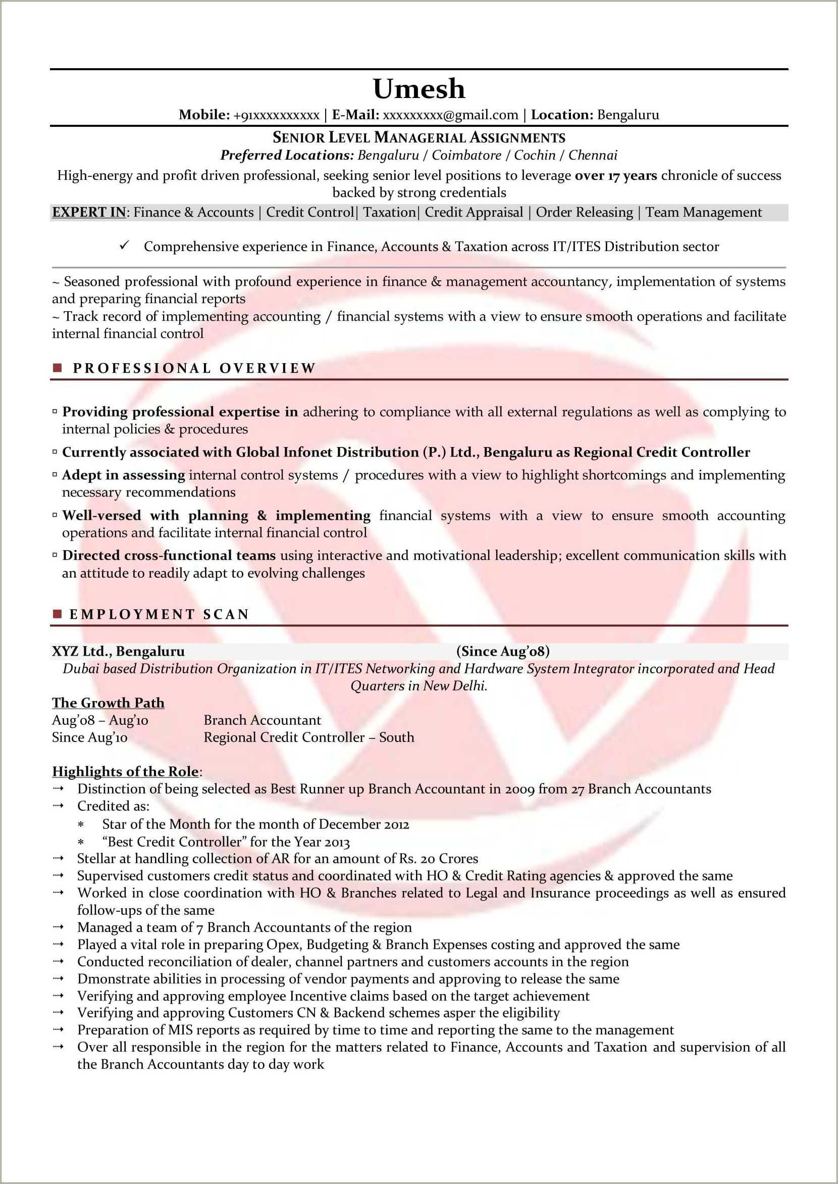Resume Format For Accountant In Word Format Download Resume Example 