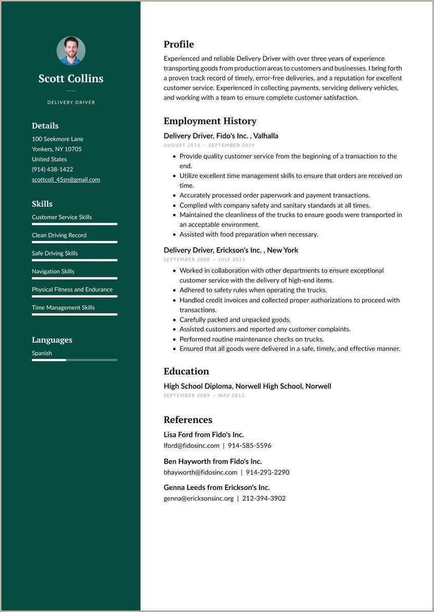 Resume Format For Driver Job Pdf Resume Example Gallery