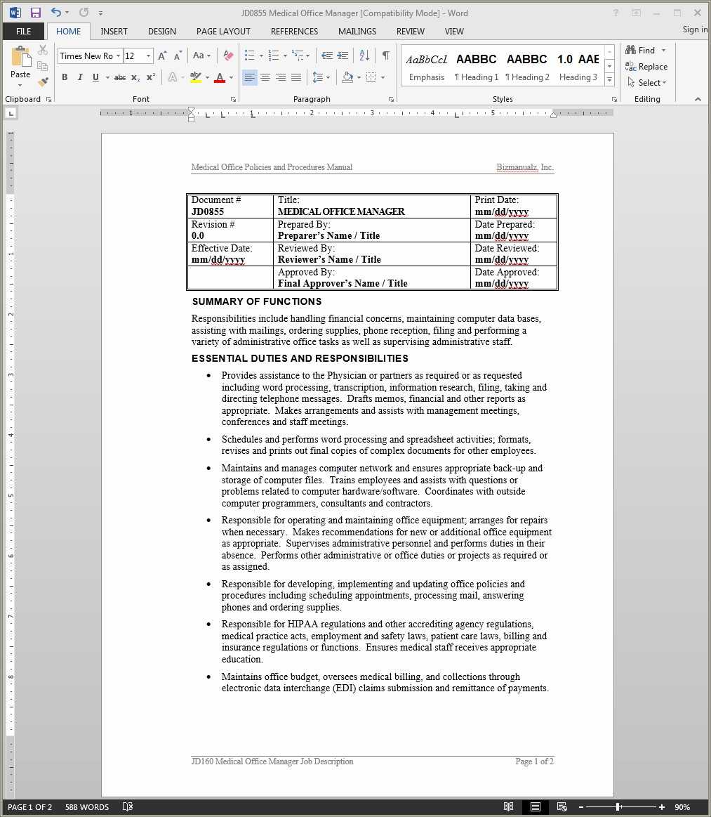 Resume Job Description Office Manager Resume Example Gallery