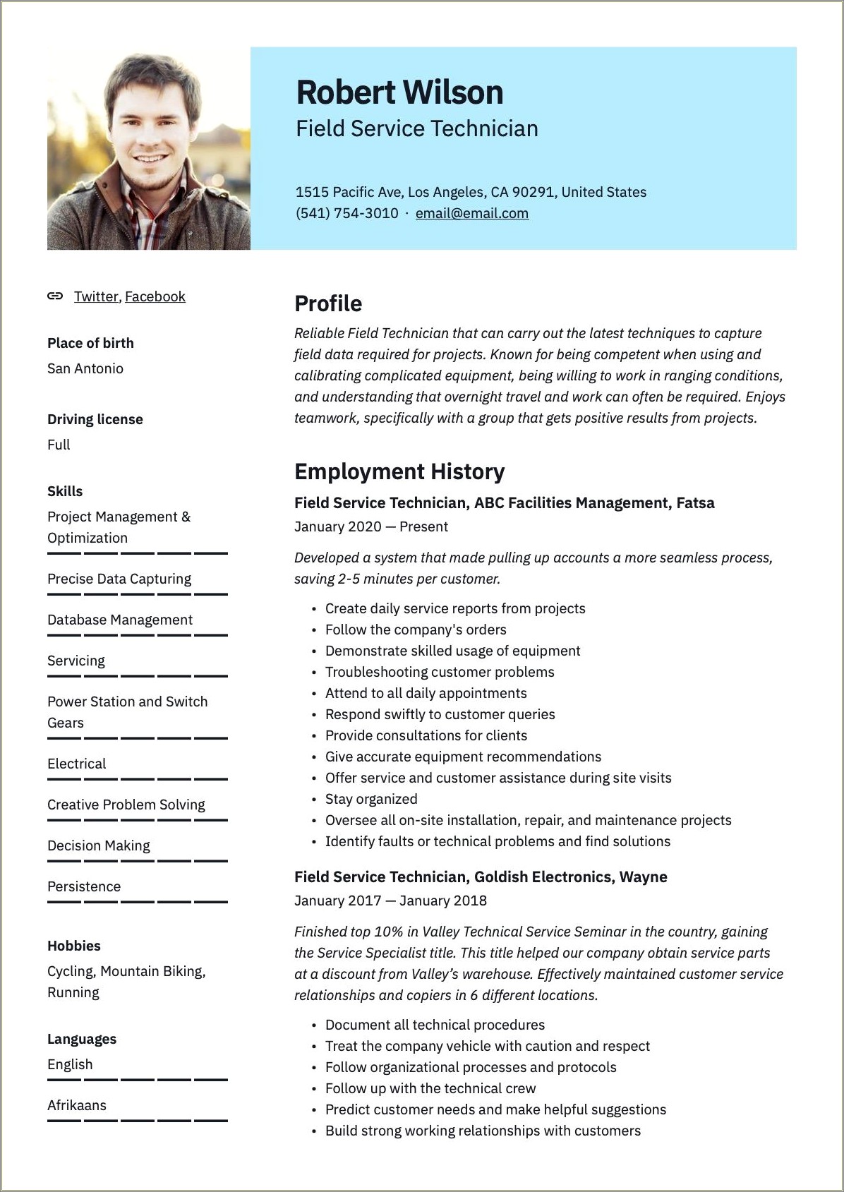 Resume Objective Example Field Technician Resume Example Gallery resume-objective-example-field-technician-resume-example-gallery