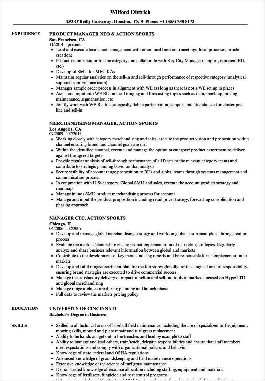 Resume Objective Examples Sports Marketing Resume Example Gallery