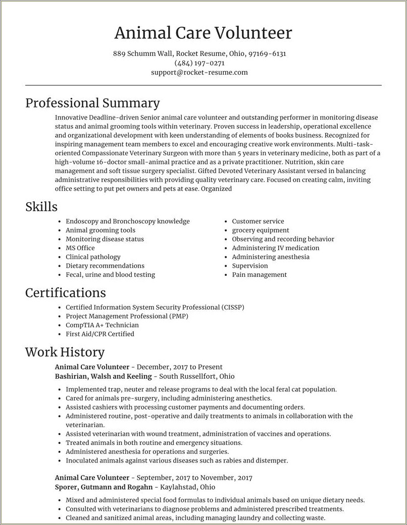 Resume Objectives Examples Animal Care Resume Example Gallery resume-objectives-examples-animal-care-resume-example-gallery