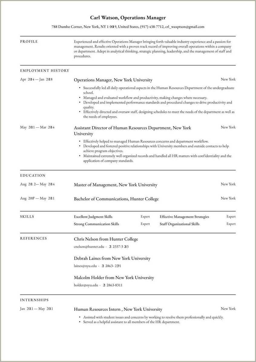 Resume Of Hr Operations Manager Resume Example Gallery Resume Of Hr Operations Manager Resume Example Gallery