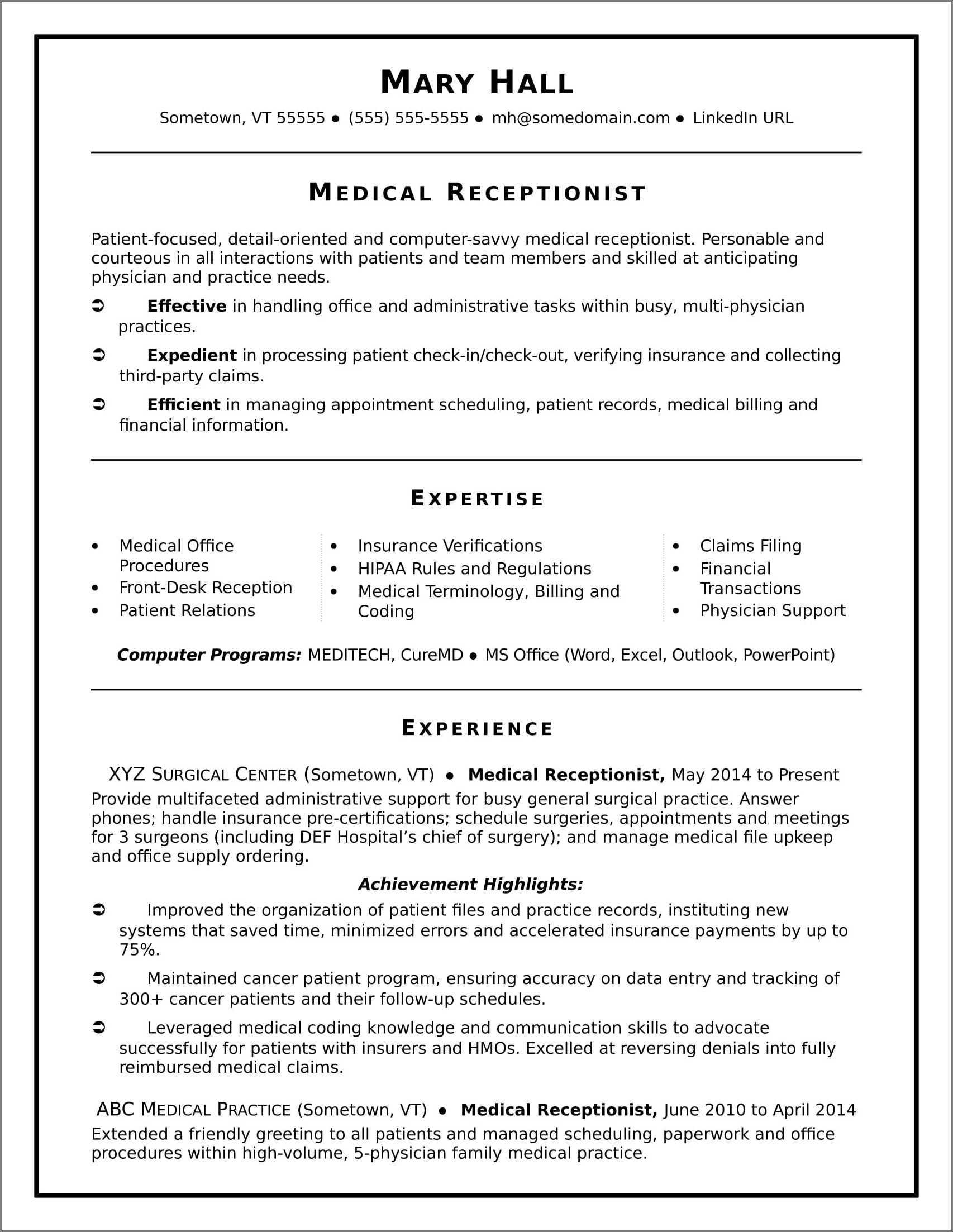 Resume Outline Best For Hospitals Resume Example Gallery