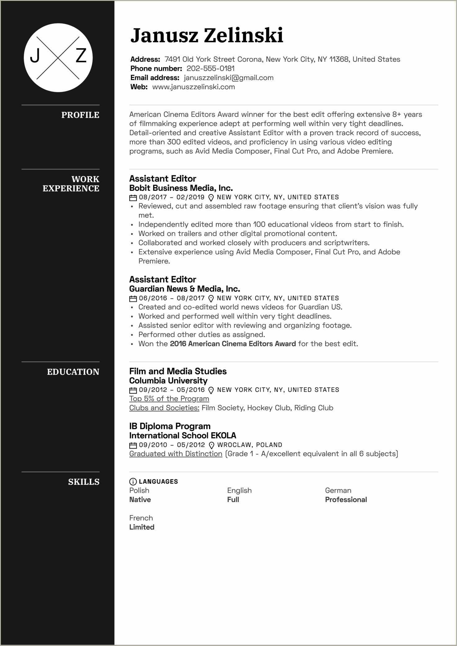 Resume Sample For Assignment Editor Resume Example Gallery