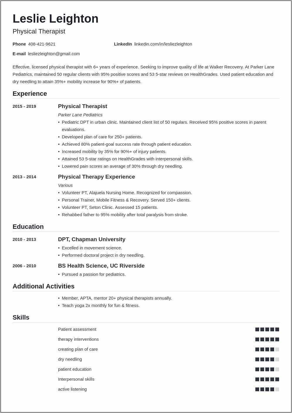 Resume Sample For Physical Therapist Resume Example Gallery resume-sample-for-physical-therapist-resume-example-gallery