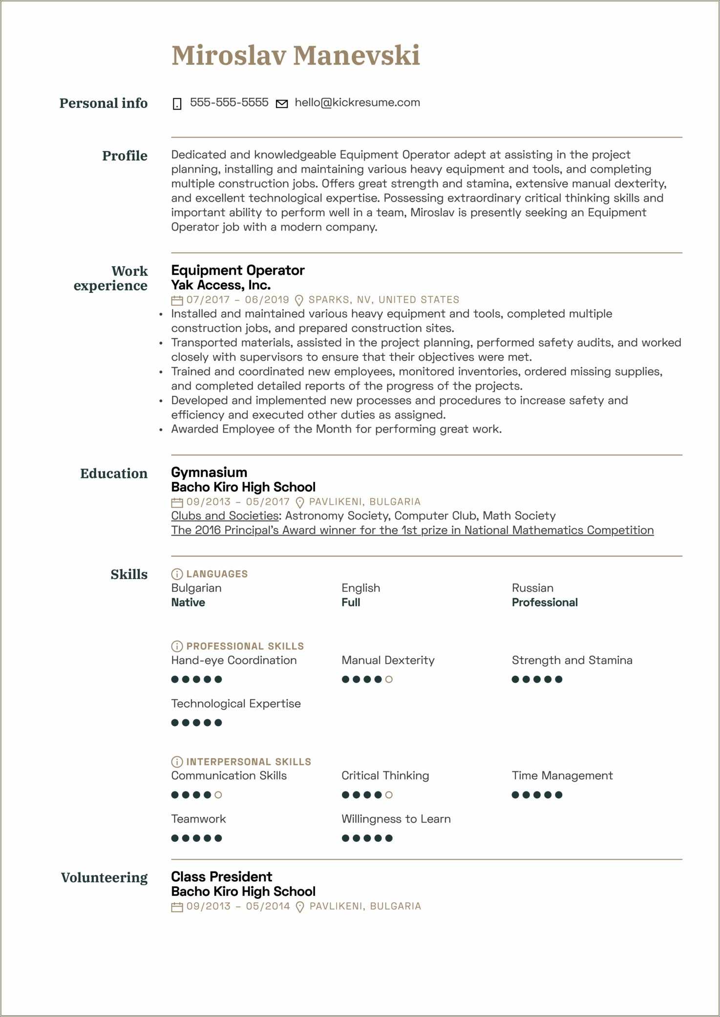 Resume Sample Heavy Equipment Operator Resume Example Gallery resume-sample-heavy-equipment-operator-resume-example-gallery