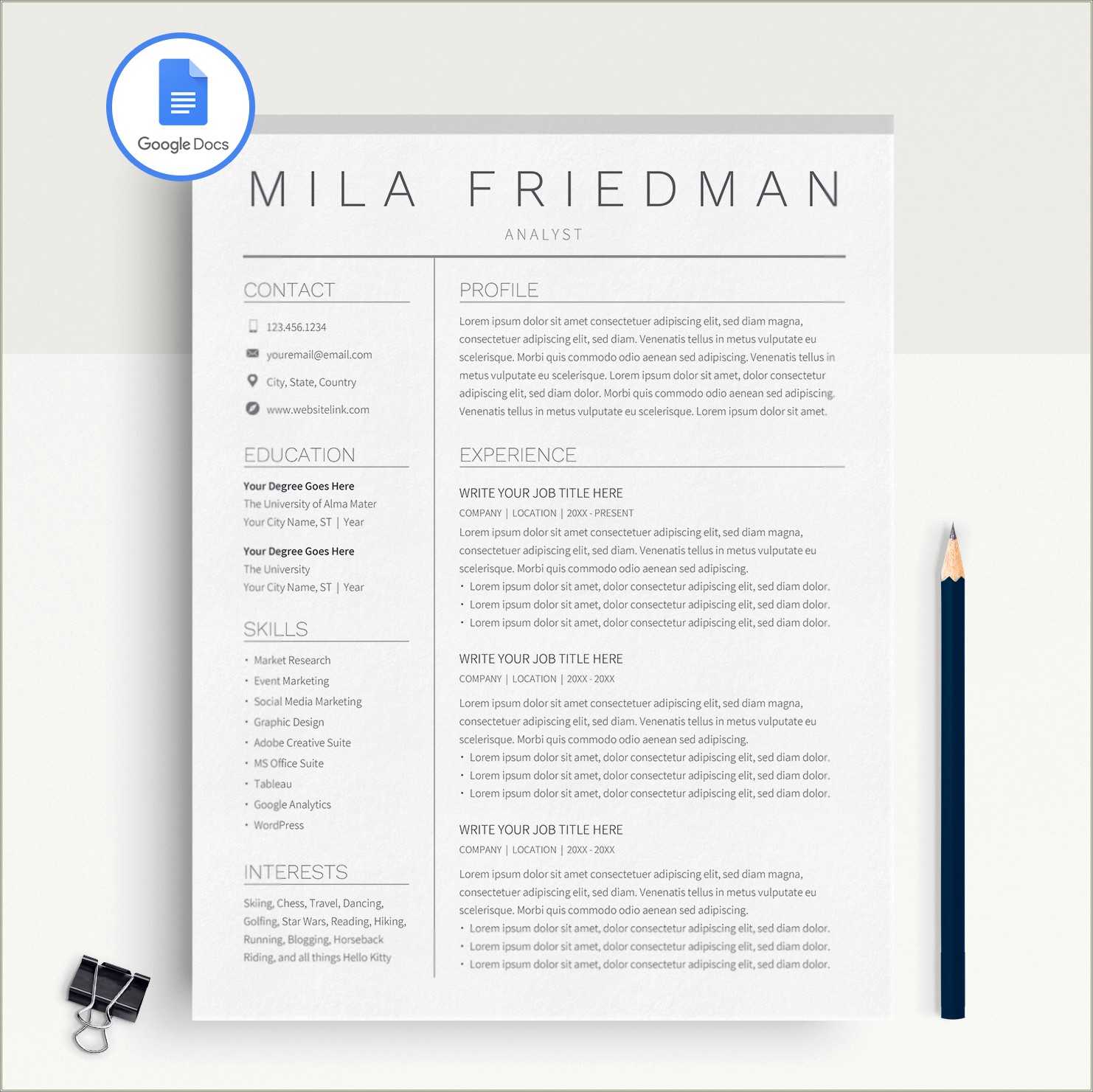 Resume Sample Template Google Docs Resume Example Gallery
