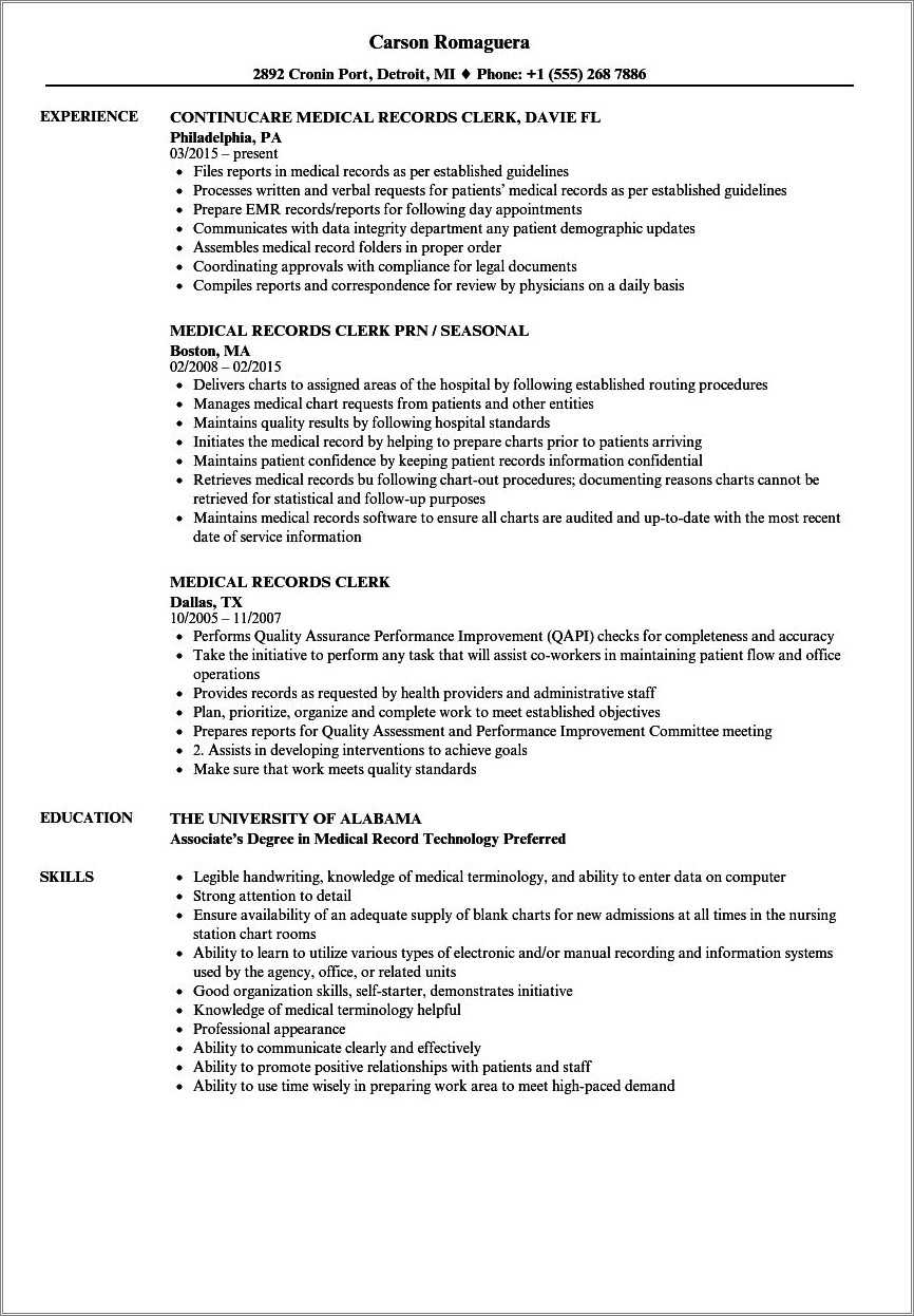 Resume Samples For Medical Record Resume Example Gallery resume-samples-for-medical-record-resume-example-gallery