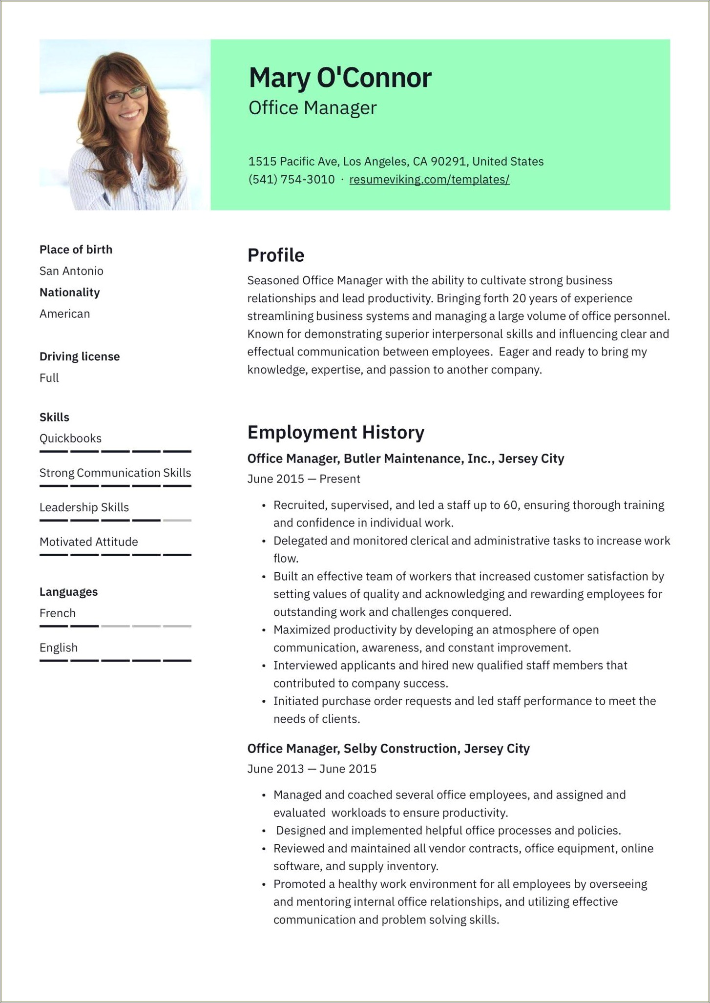 Resume Summary Examples Office Manager Resume Example Gallery