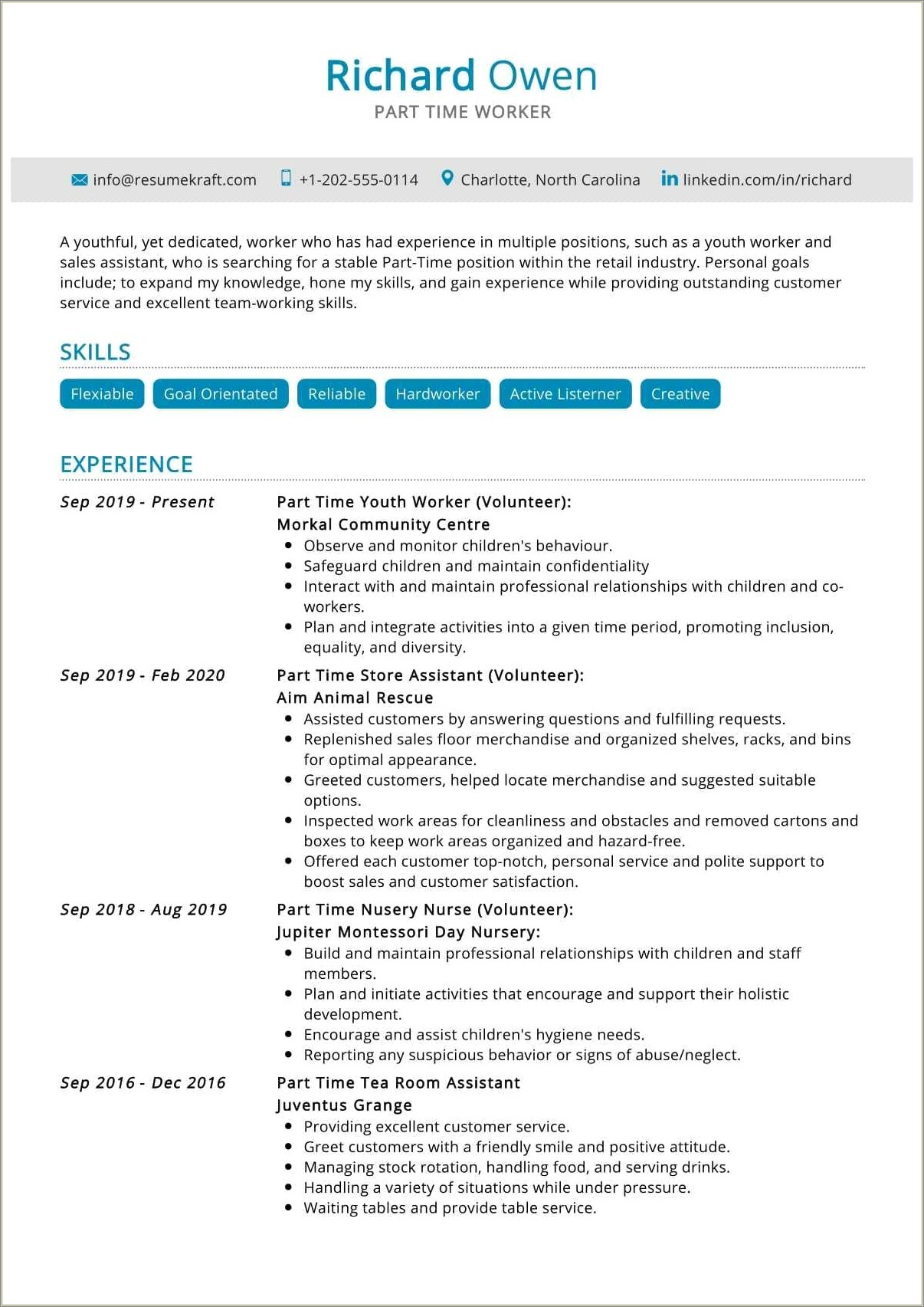 Resume Template For Casual Jobs Resume Example Gallery