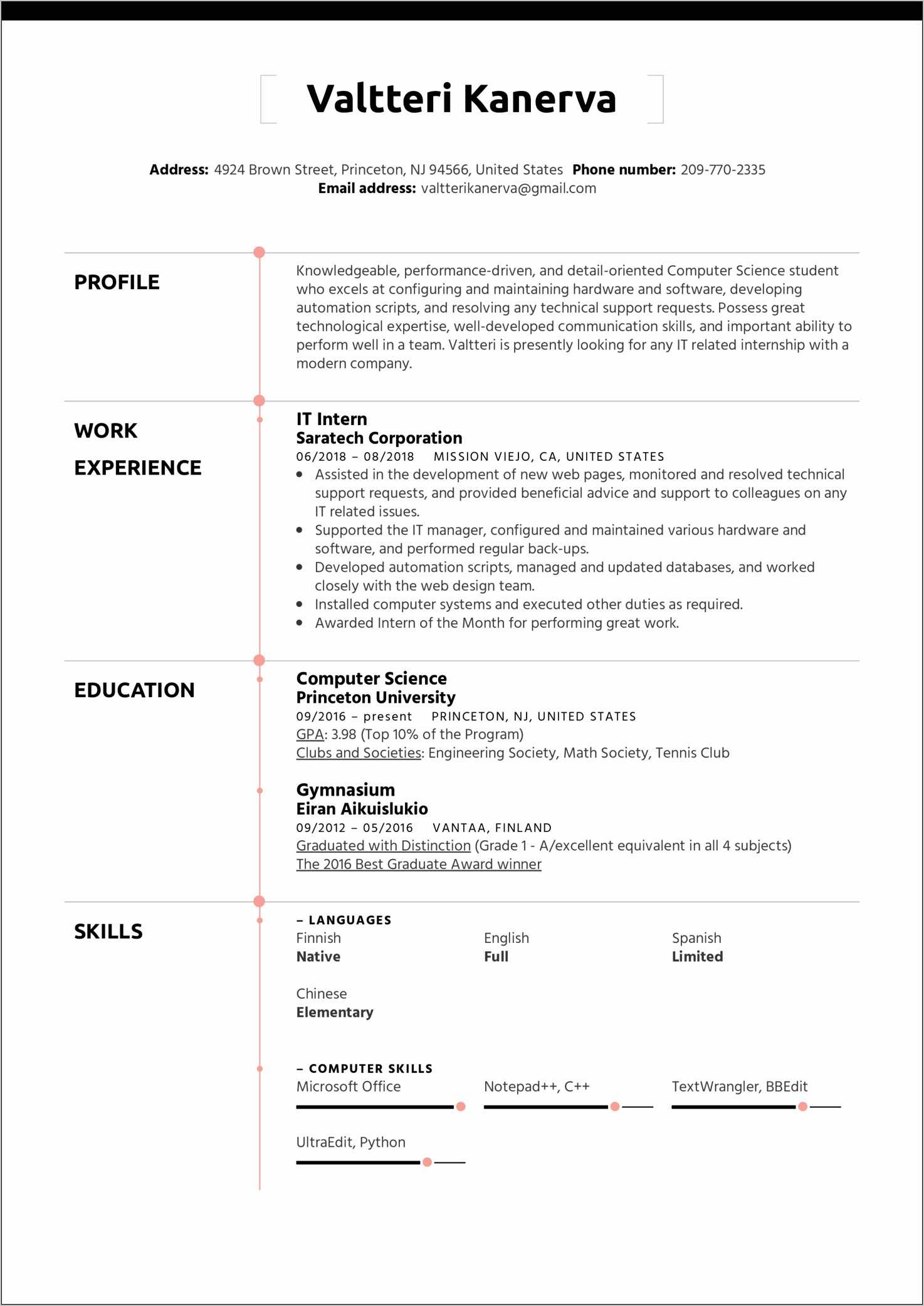 Resume With Computer Skills Sample Resume Example Gallery