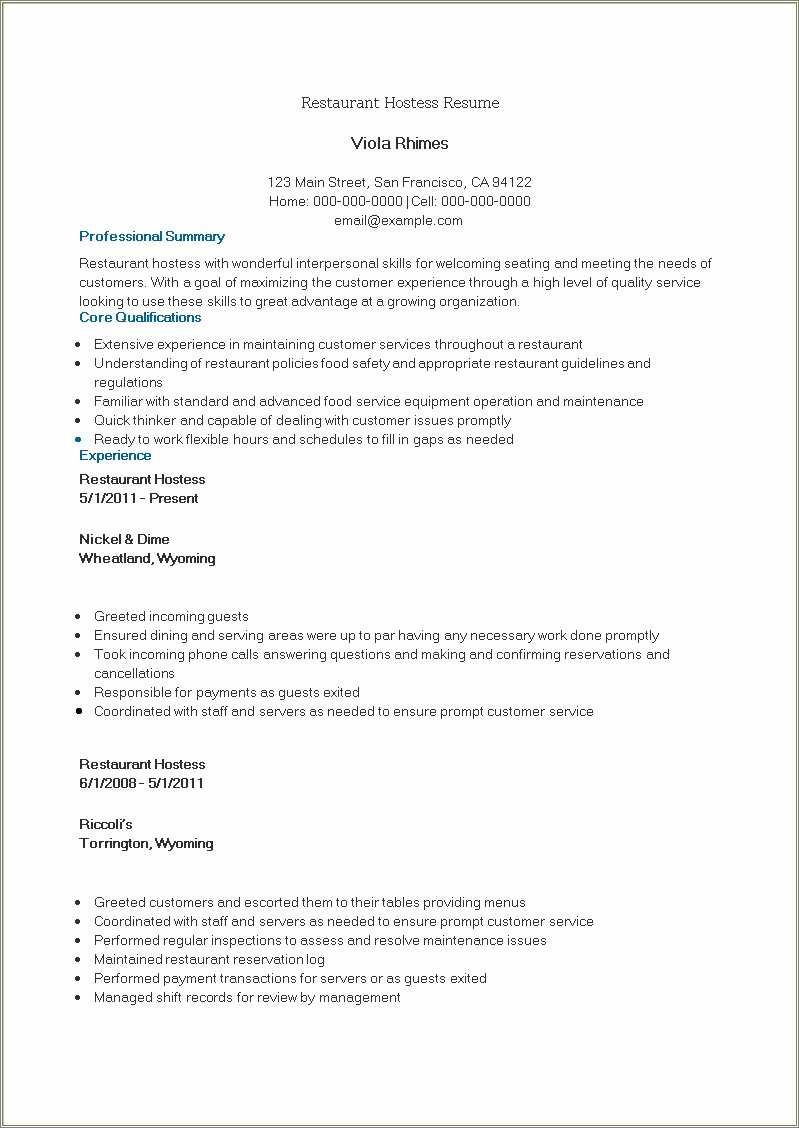 Resume Restaurant Work Experience Examples Resume Example Gallery resume-restaurant-work-experience-examples-resume-example-gallery