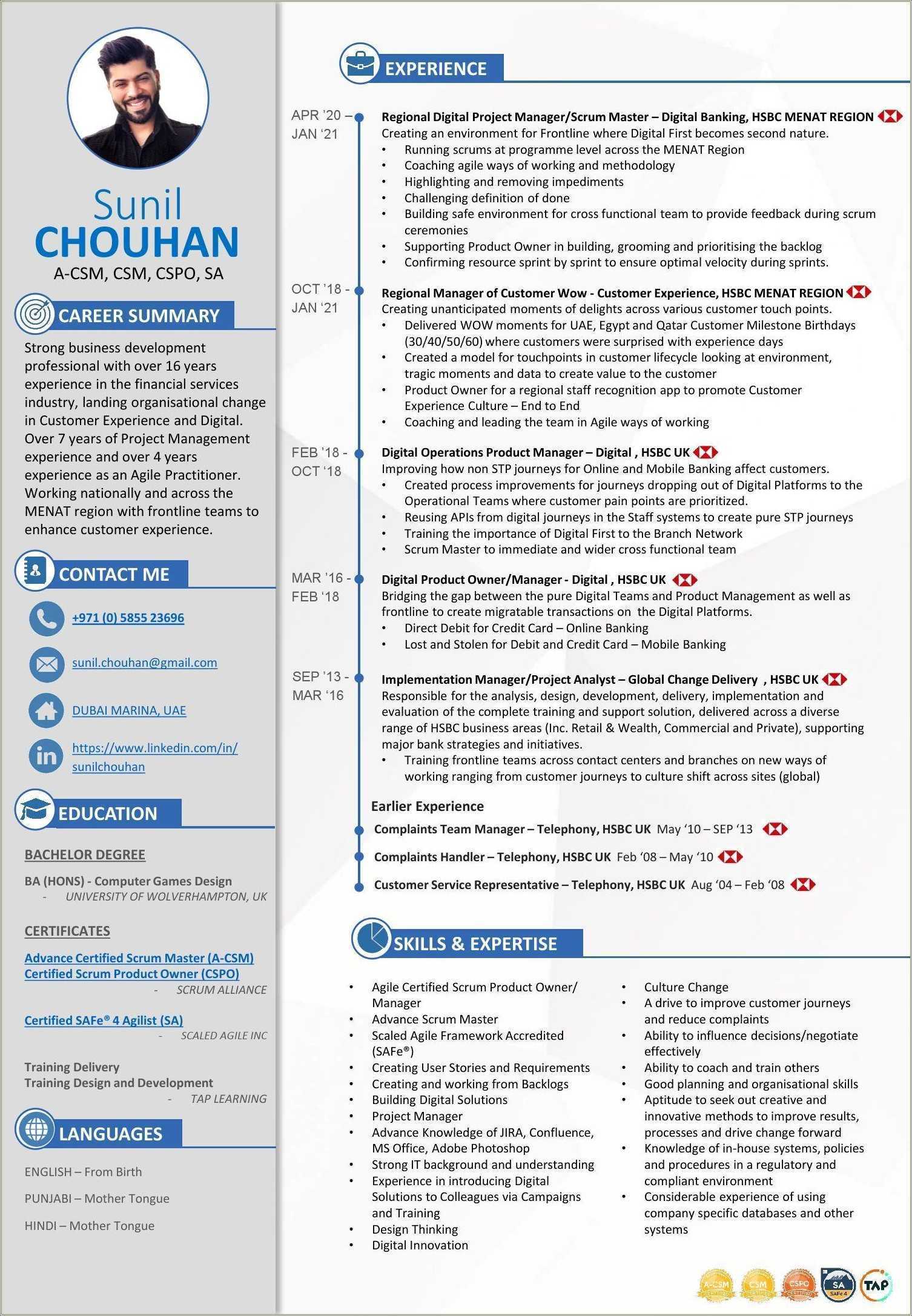 Safe Agile Project Manager Resume Resume Example Gallery