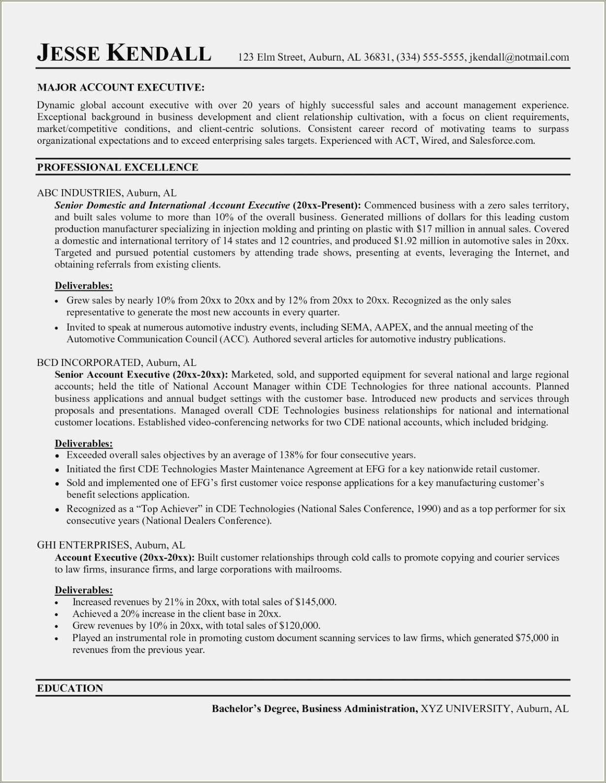Sales Manager Resume Word Format Resume Example Gallery