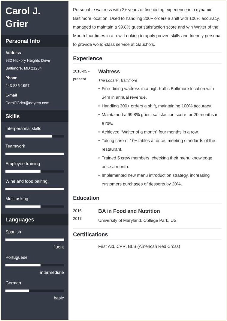 Sample Address In Us Resume - Resume Example Gallery