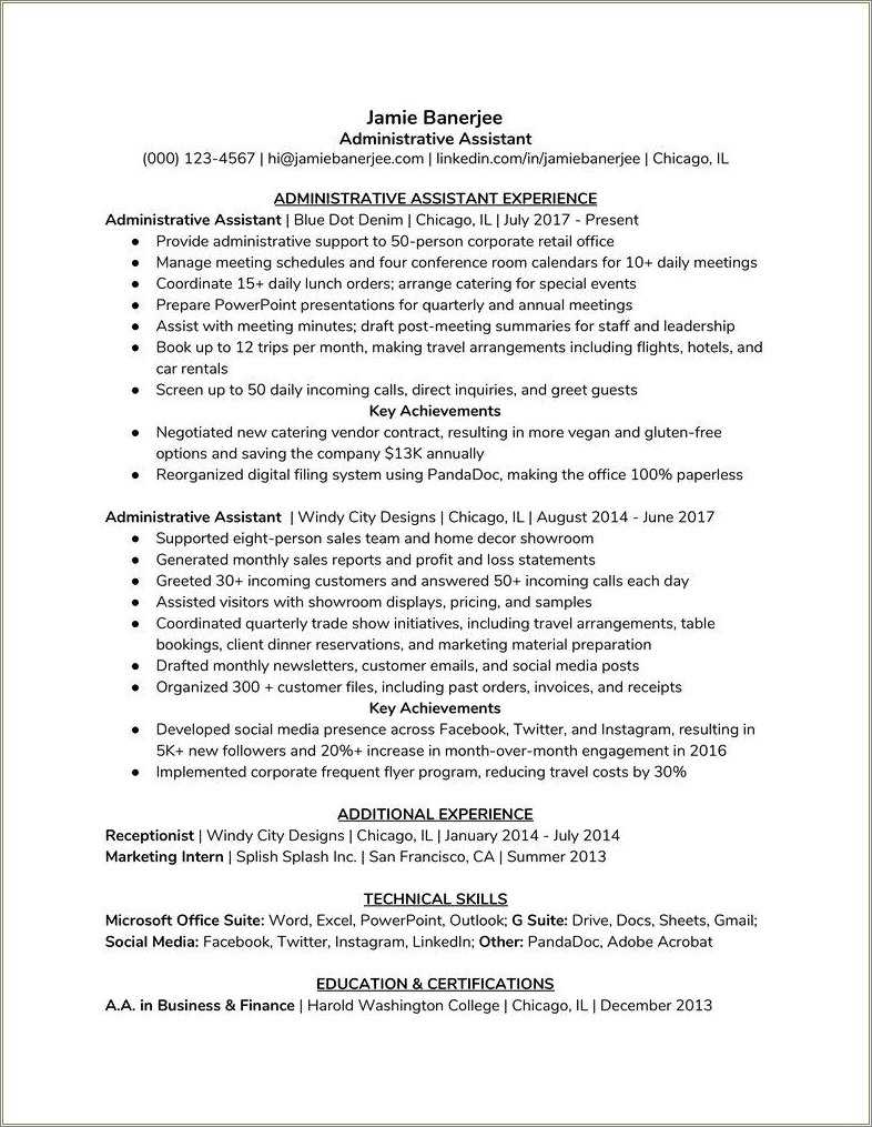 Sample Administrative Assistant Resume Summary Resume Example Gallery