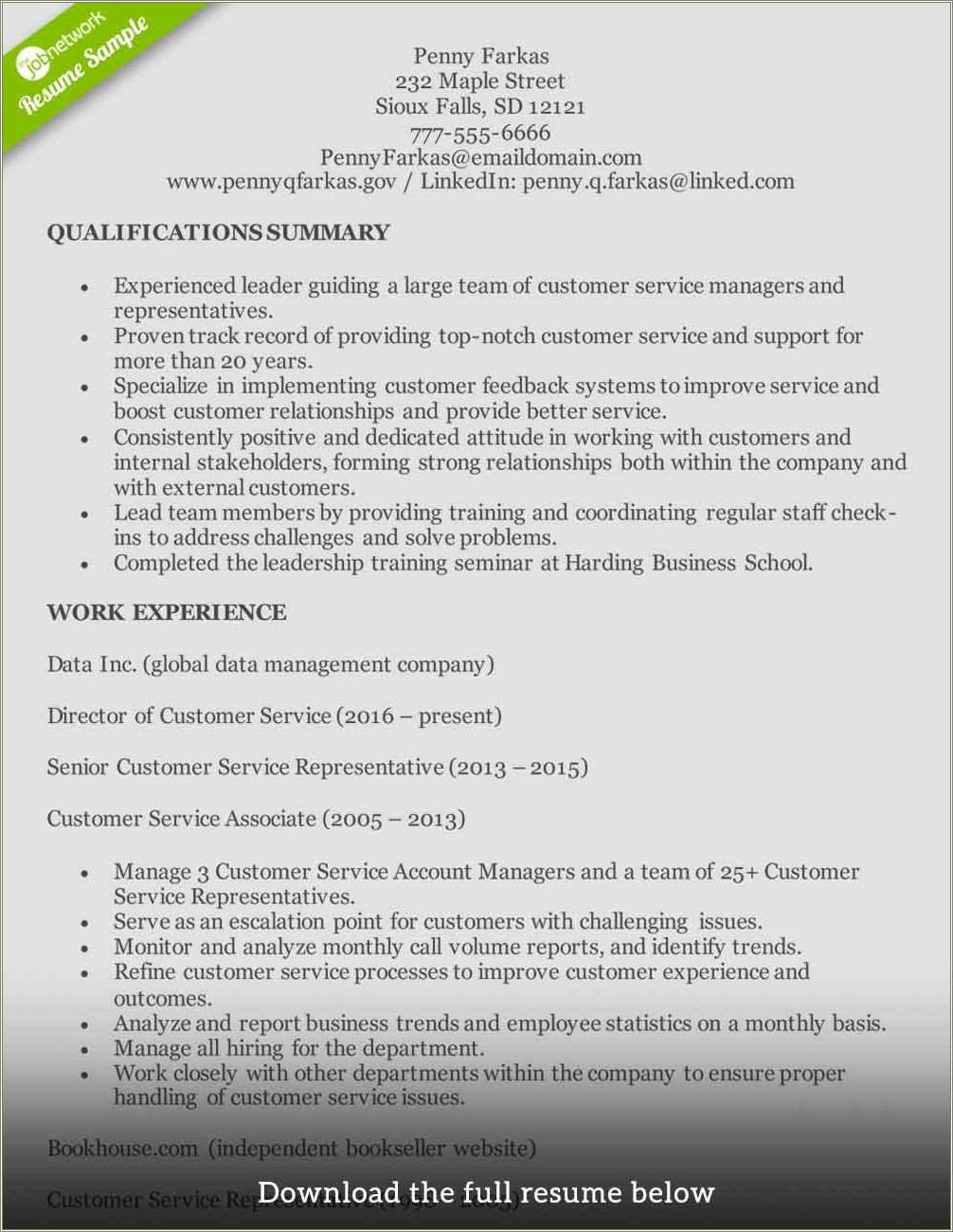 resume-profile-sample-customer-service-resume-example-gallery