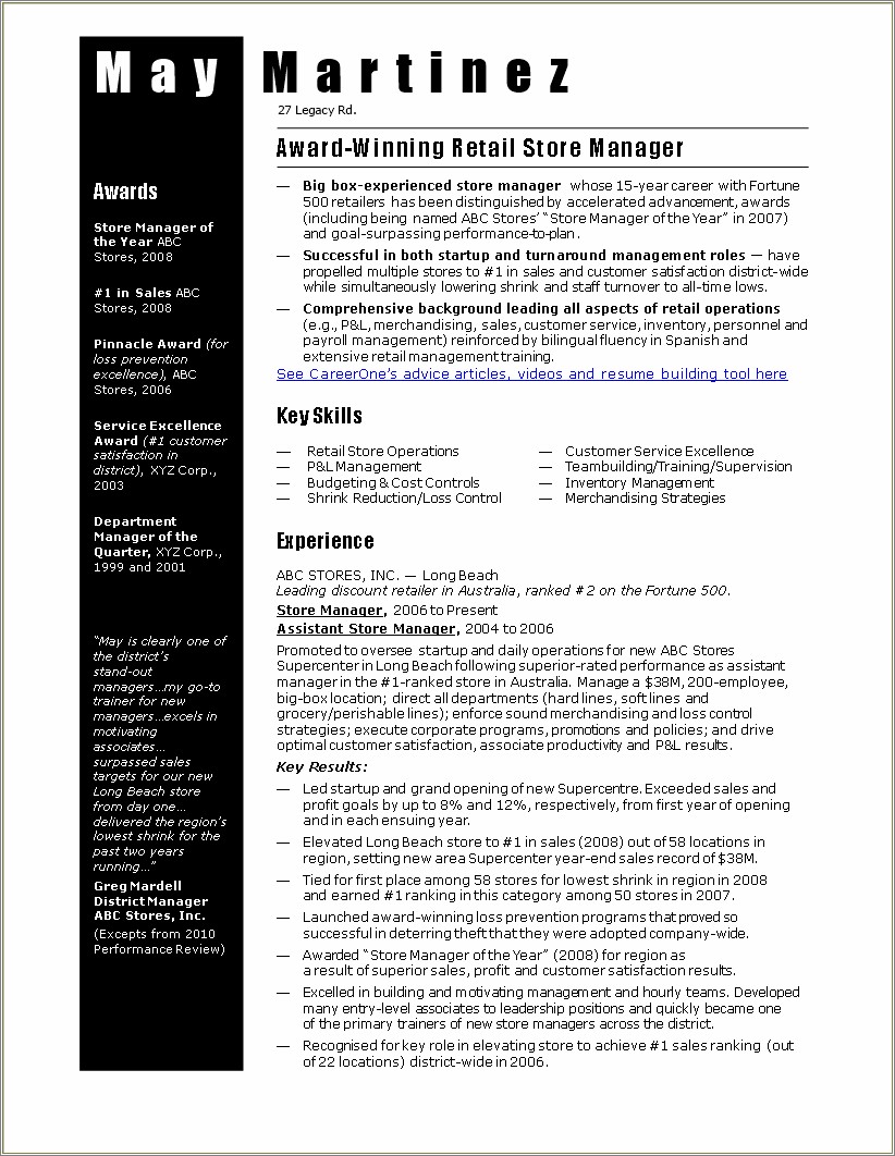 Sample Department Store Manager Resume Resume Example Gallery Sample Department Store Manager Resume Resume Example Gallery