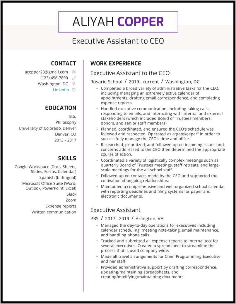 Sample Executive Assistant Resume 2019 Resume Example Gallery sample-executive-assistant-resume-2019-resume-example-gallery