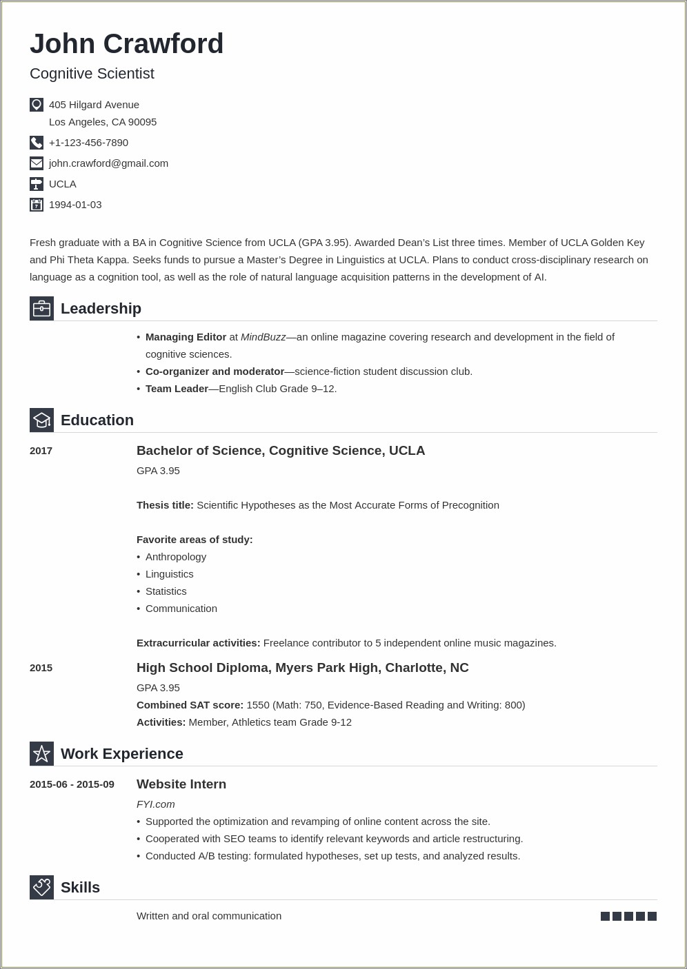 Sample High School Scholarship Resume Resume Example Gallery