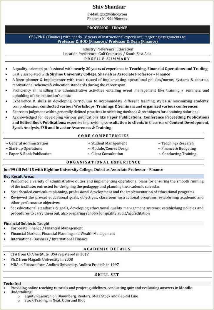 Sample Lecturer Resume For Freshers Resume Example Gallery