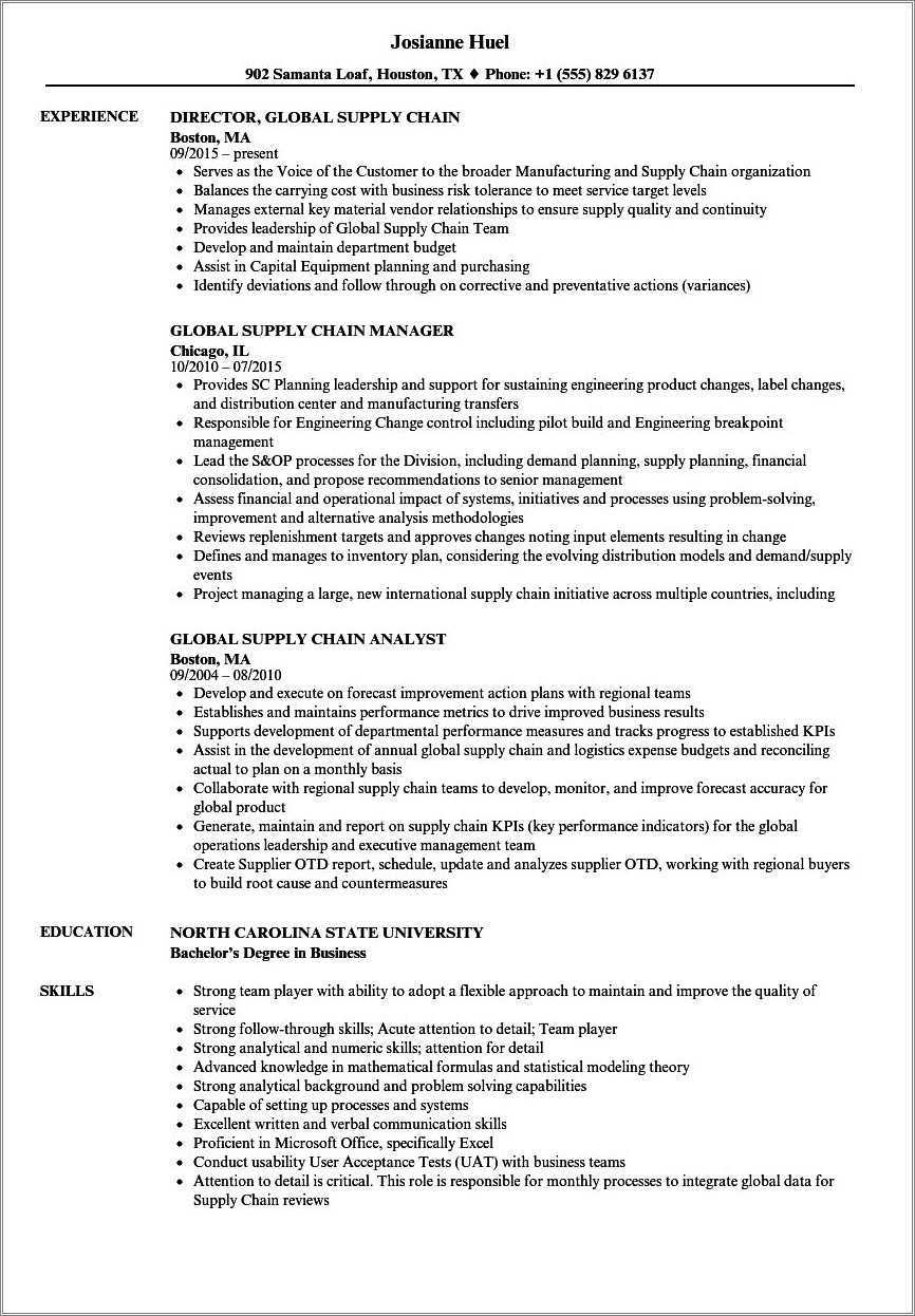 Best Supply Chain Resume Templates For Expereiced Professionals 