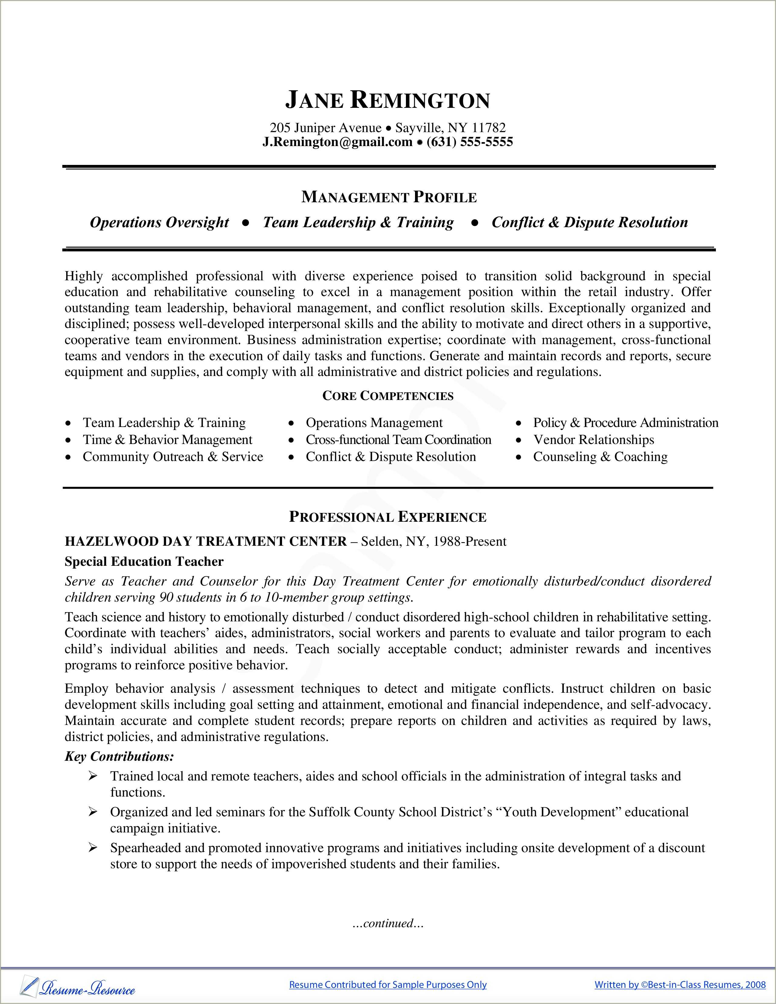 Sample Resume Career Change Objective Resume Example Gallery