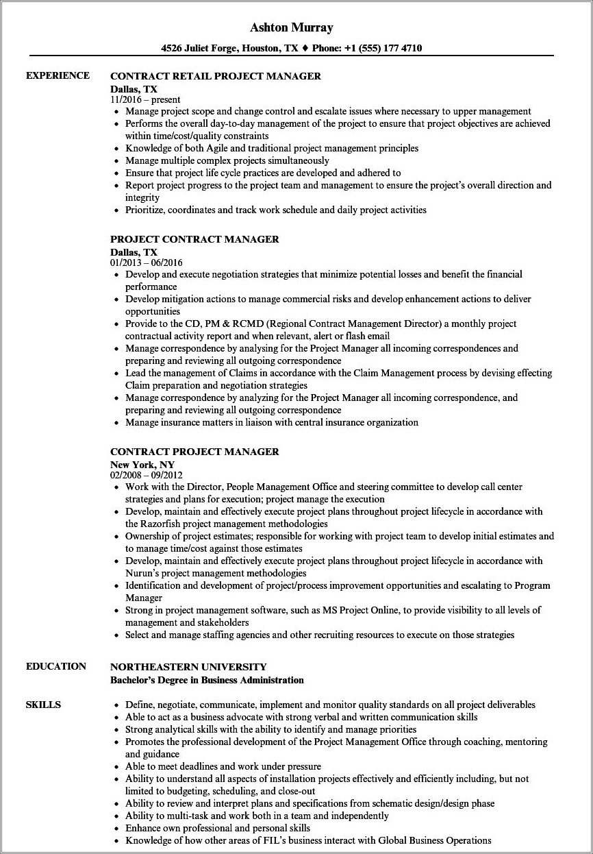 Sample Resume Construction Contract Administrator Resume Example Gallery sample-resume-construction-contract-administrator-resume-example-gallery