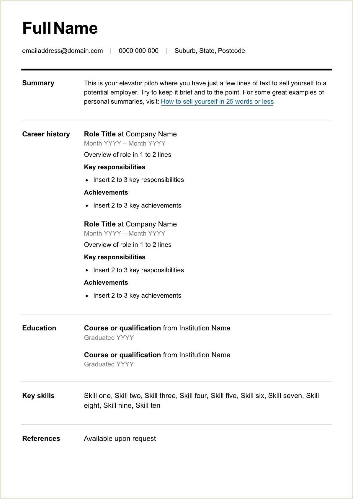 Sample Resume For Older Person - Resume Example Gallery