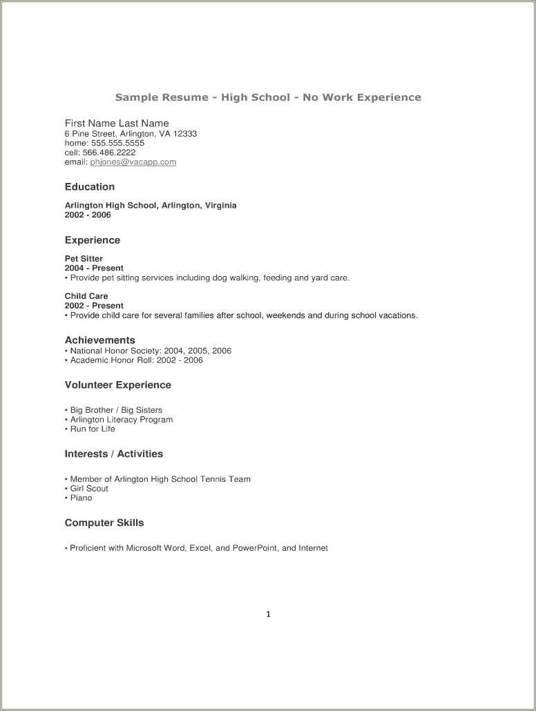 Resume Examples For High Schoolers Resume Example Gallery resume-examples-for-high-schoolers-resume-example-gallery