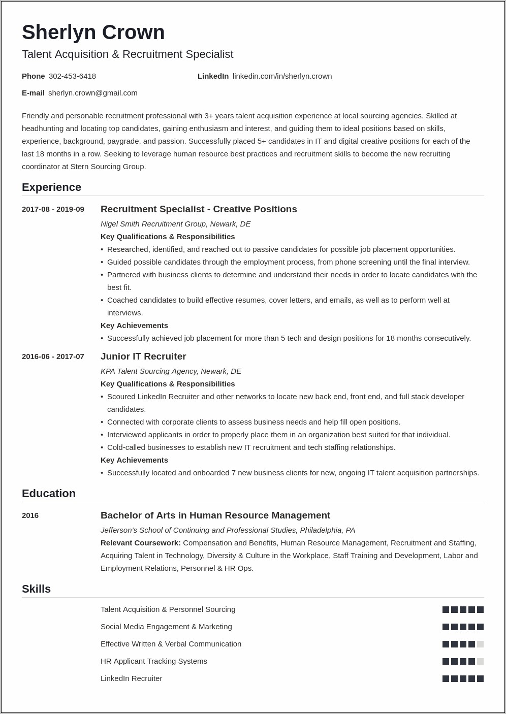 sample-resumes-for-recruiting-positions-resume-example-gallery