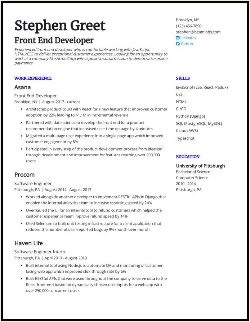 C++ Developer Sample Resumes Cv - Resume Example Gallery